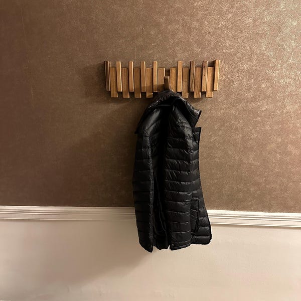 Beech Wood Piano Coat Rack, Space Saving Flip Down Magnetic Hook Rack ...