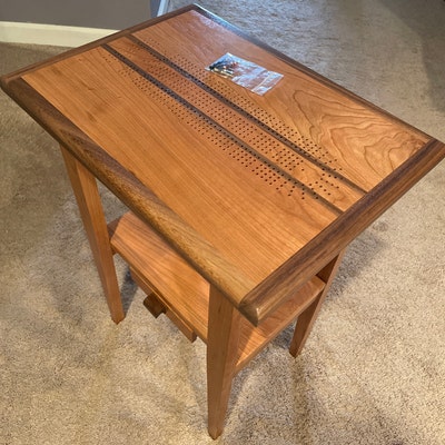 Handcrafted Stained Wood Cribbage Table, Side Table - Etsy