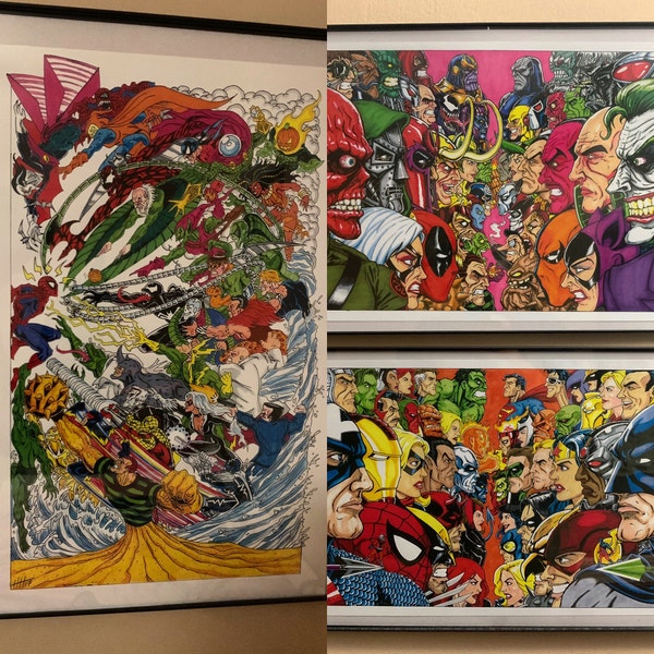 Marvel Vs Dc Heroes 11x17 Fine Art Print Etsy