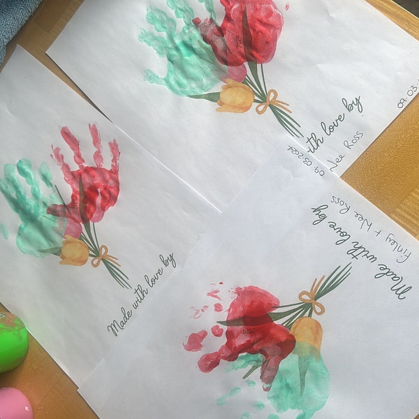 Mother's Day Handprint Art Craft Happy Birthday Gift Tulip Mom Grandma ...