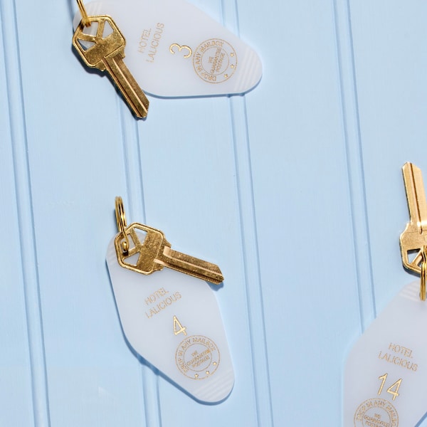 Custom Retro Motel Key Fob, YOUR CUSTOM TEXT, Custom Keychain ...