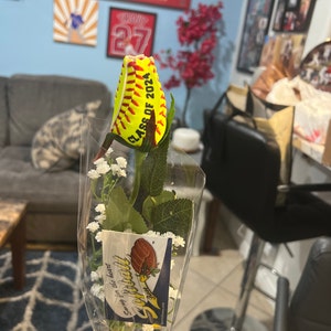 Softball Roses Arrangement Softball Flowers Bouquet Softball Gifts ...