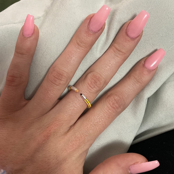 Pencil Ring Yellow and Silver - Etsy