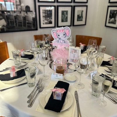 Girl Centerpiece Baby Shower Pink Elephant Baby Shower Pink Silver ...