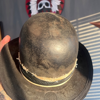 Vintage Rare Hat, High Bowler Western Cowboy Distressed.1 Stock 55cm - Etsy