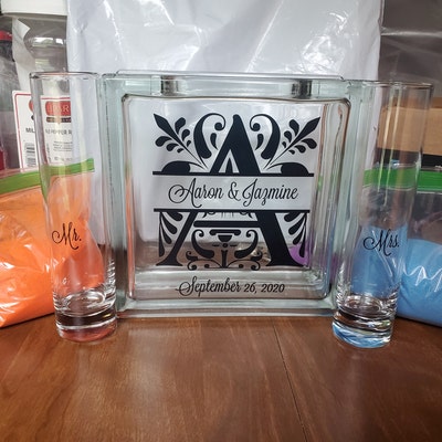 Monogram Unity Sand Ceremony Set, Unity Candle Alternative, Unity Sand ...