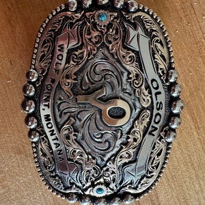 Trophy Western Belt Buckle Custom Made German Silver Hand Engraved ...