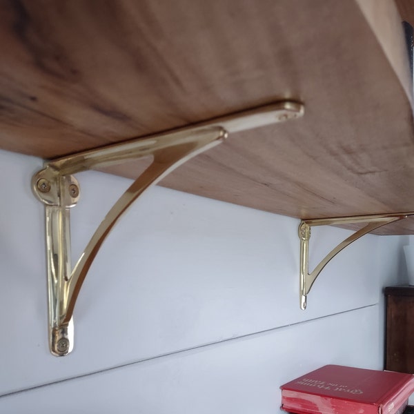Unlacquered Brass Polished Arched Shelf Brackets | Heavy Solid Cast ...
