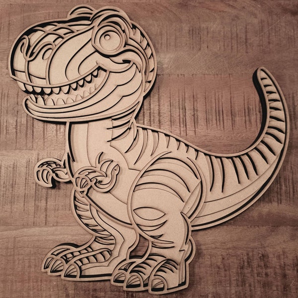 Multilayer Dinosaur Laser Cut File 3D T-rex Mandala Layered Dxf Dwg ...