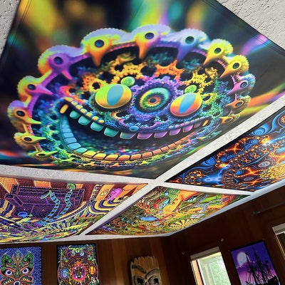 Acid Rain blacklight Trippy Tapestry Psychedelic UV Reactive ...