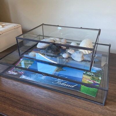 8 X 10 Clear Glass Photo Display Boxes With Various Depth Option Hinged ...