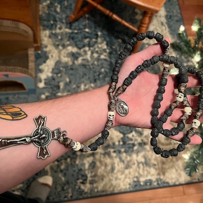 St. Benedict Skull Catholic Rosary, Memento Mori. All Skull 11mm Beads ...