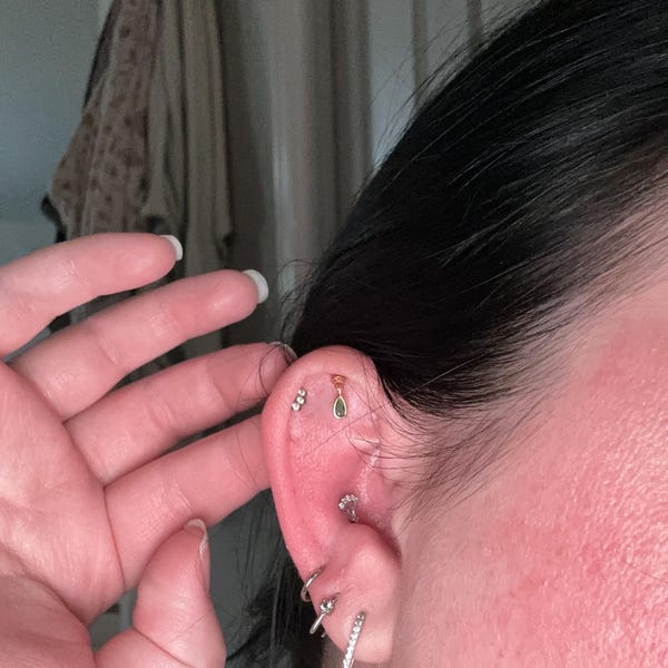 Dainty Emerald CZ Pear F136 Titanium 16G 18g Push Pin Flat Back ...