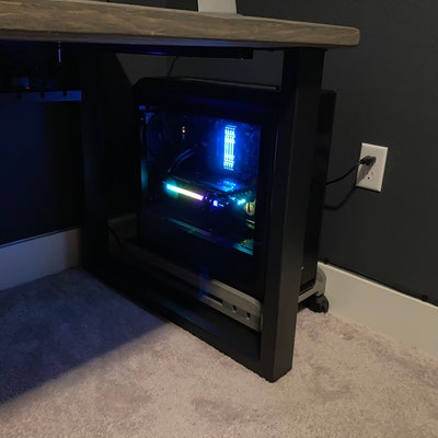 Dark Walnut Gaming PC Case Stand for Desktop Computer Tower, Geek Gifts ...