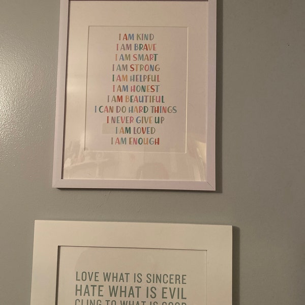 Affirmations Wall Art for Kids, I Am Kind I Am Smart, Rainbow Nursery ...