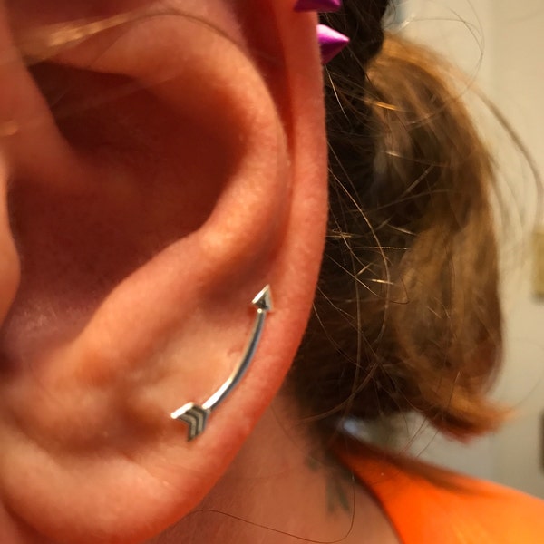 Sterling Silver Arrow Ear Cuff, Arrow Ear Climber, Ear Jacket Crawler ...