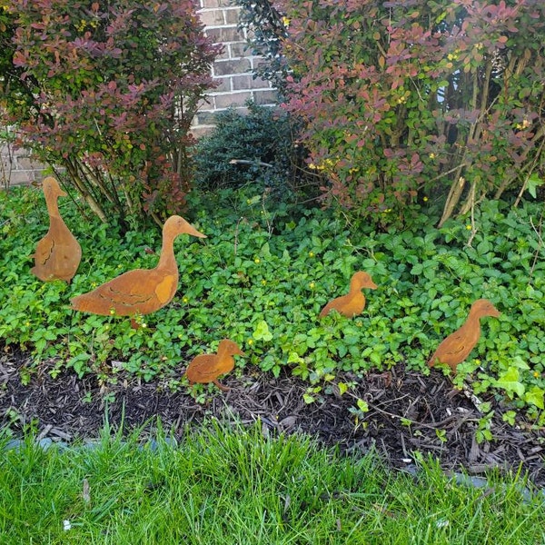 Rusty Metal Family of Ducks - Garden Ornaments - Art - Duck Gift ...