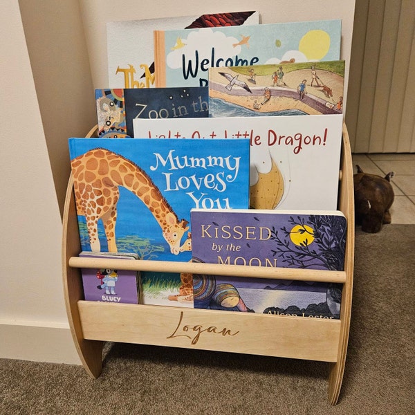 Personalized Bookshelf for Kids, Montessori Book Storage, Childrens ...