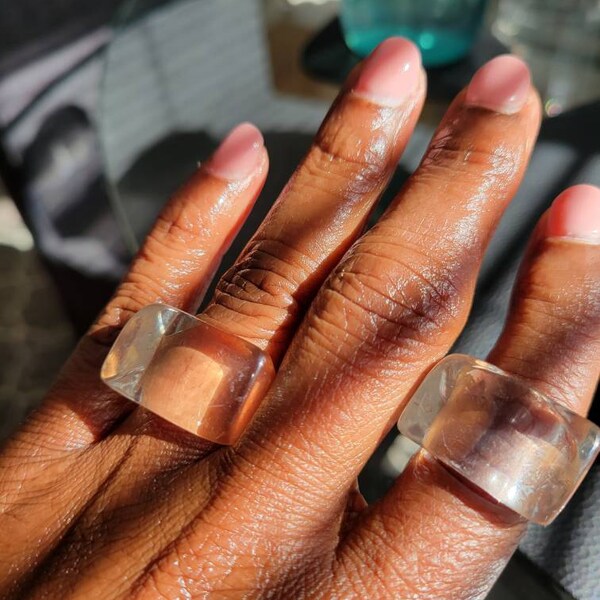Vintage NOS Clear Square Plastic Rings - Etsy