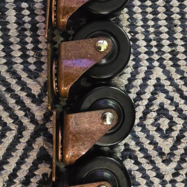 Antique Style Bronze Swivel Casters 4 Pack - Rubber Wheel Casters ...