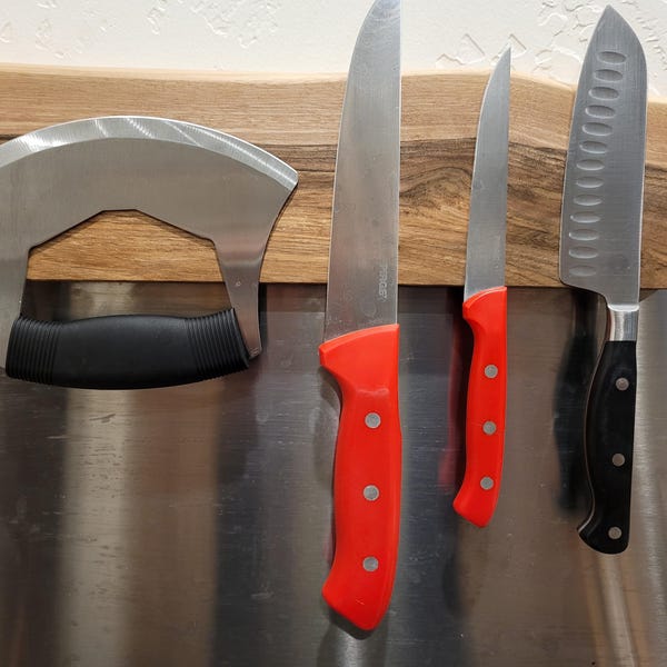 Handcrafted Oak Magnetic Knife Holder With Strong Neodymium Magnets ...