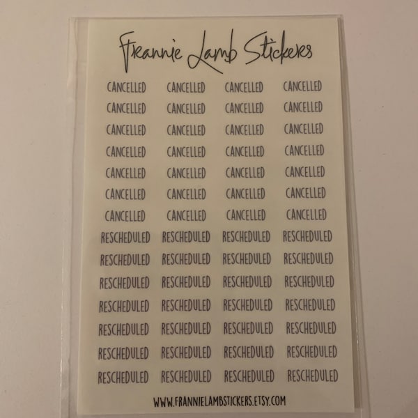 Cancelled and Rescheduled Planner Stickers, 52 Labels for Planners ...