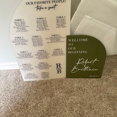 Duo Seating Chart, Welcome Sign and Seating Chart, Arched Wedding Sign ...