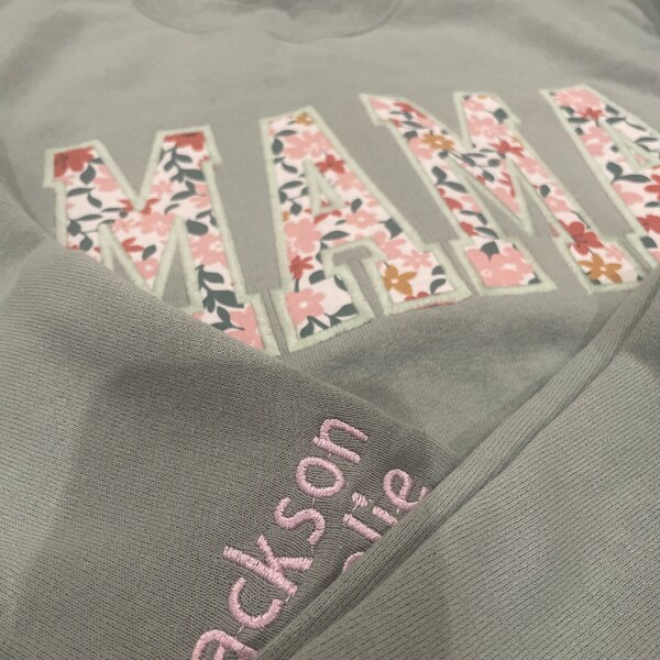 Personalized Embroidered Mama Sweatshirt | Floral Mama Shirt | Custom ...