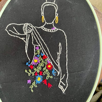 Floral Lady Hand Embroidery Pattern / Easy Digital PDF Download ...
