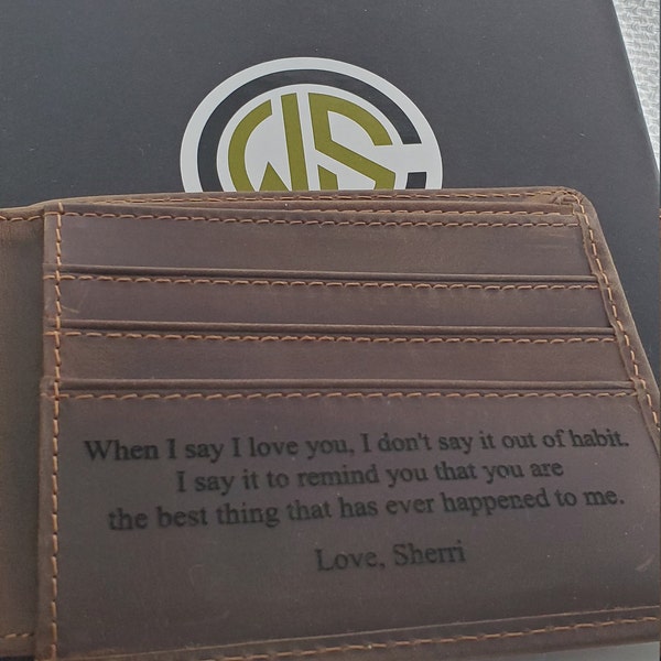Engraved Mens Wallet for Him, Custom Wallet, Leather Wallet ...