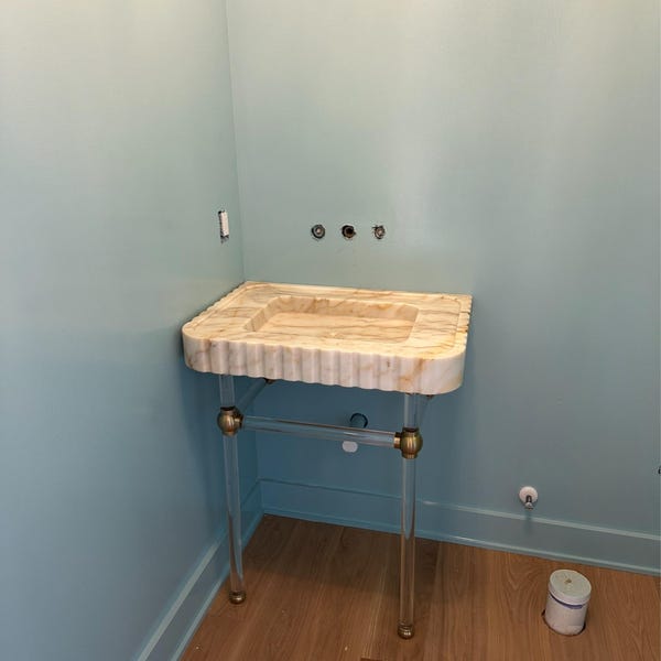 Custom Marble Bathroom Vanity With Marble Sink and Ramp Basin for ...