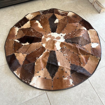 Natural Cowhide Leather Area Rug Handmade Cowhide Patchwork Carpet Home ...