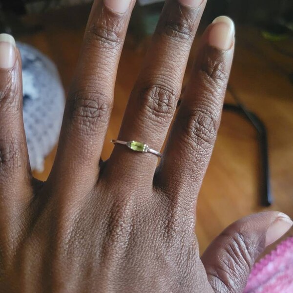 Natural Peridot Ring in Sterling Silver, Genuine Green Periot Ring ...
