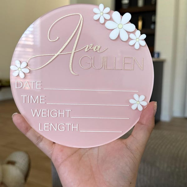 Acrylic Newborn Baby Birth Announcement Sign Newborn Baby Stat Sign ...