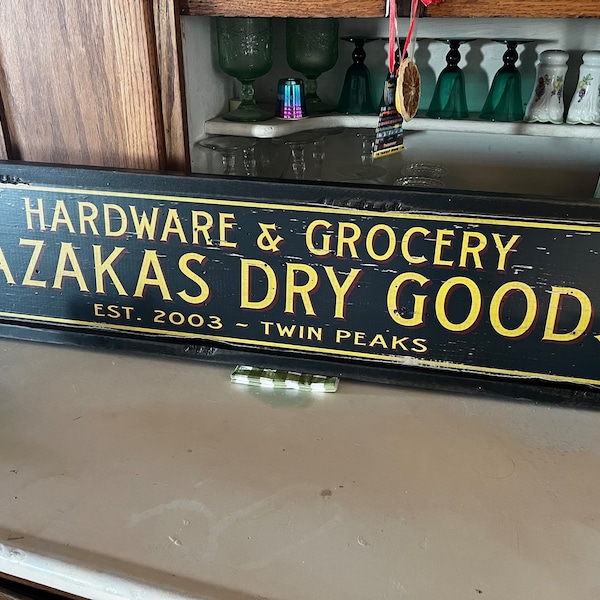 Hardware & Grocery - Personalized Dry Goods Wood Sign - Rustic Hand ...