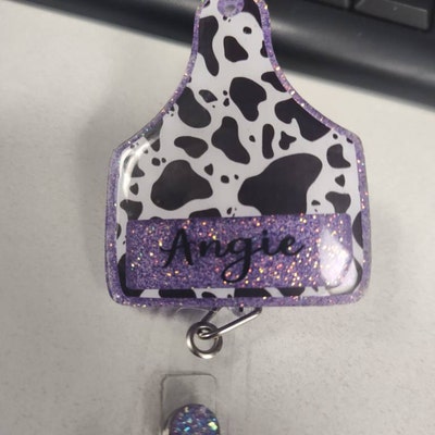 Cow Print Tag Badge Reel,black and White , Western Badge Reel, Nurse ...