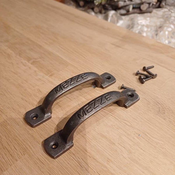 Antique IRON CHEST HANDLE Cast Iron Rustic Vintage Old Style Drop Bar ...