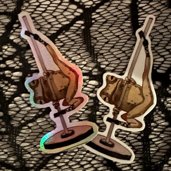 Pole Dancing Frog Sticker, Stripper Frog, Small and Large, Bumper ...