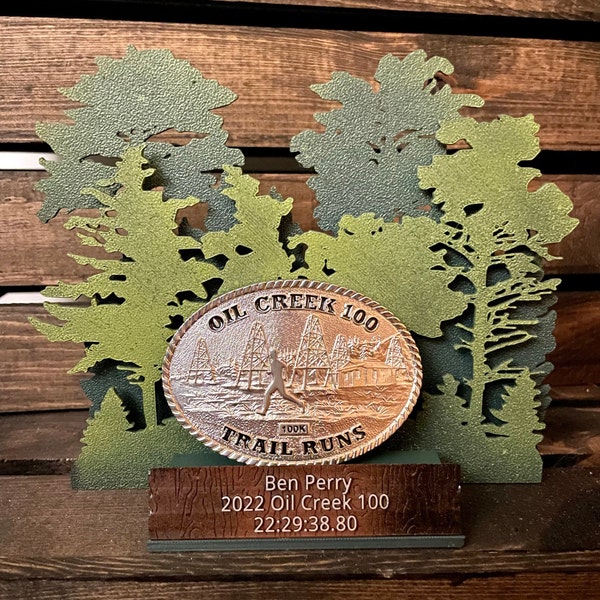 Personalized Forest Trail Running Buckle Display, Ultra Marathon Buckle ...