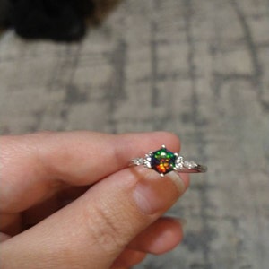 Vintage Oval Cut Black Fire Opal Engagement Ring, Unique Rose Gold ...