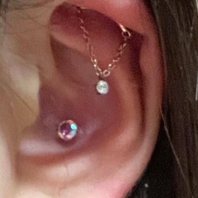 16G Dangle Cartilage Earring Stud/hidden Helix Piercing/conch Piercing/curved Bar Piercing ...