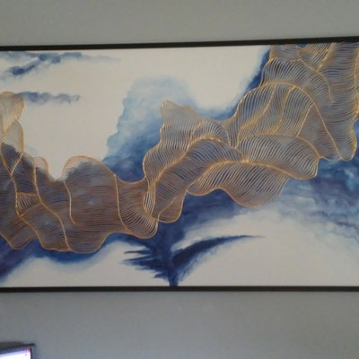 Gold Lines Abstract Painting on Canvas Original Wall Art Decor - Etsy