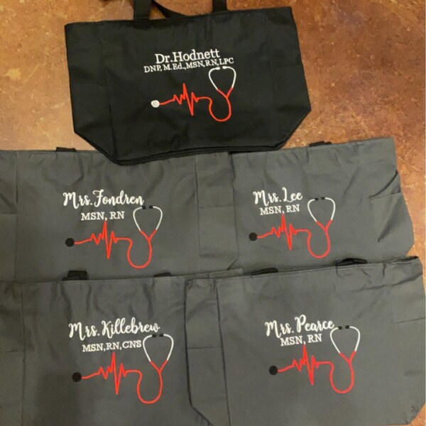 Personalized EKG Stethoscope Nurse/doctor Zippered Tote Bag/nurse ...
