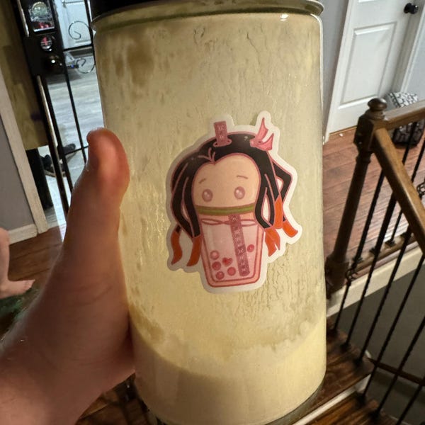 Demon Fire Breathing Anime Boba Drink Sticker | Thick Weatherproof ...