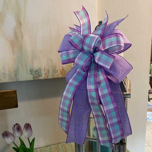 Purple and Yellow Football Bow, College Football Wreath Bow, Tailgating ...