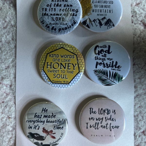 1.5" Christian Inspirational Set ~ 6-pk Buttons/pins - Giveaways ...