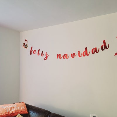 Feliz Navidad Xmas Banner, Feliz Navidad Banner, Spanish Christmas ...