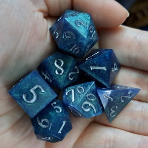 Sossal Frostbite Dice Set for Dnd 7 Piece Sharp Edge Resin Dice Set, Handmade, Custom RPG Dice ...