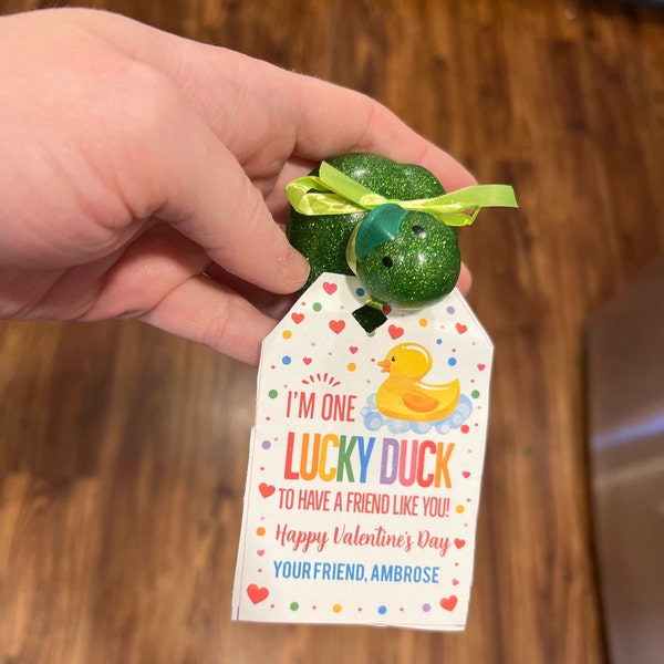 Editable Rubber Duck Valentine's Day Gift Tags Valentine Lucky Duck Tag ...