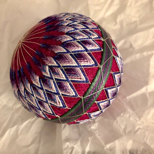 Japanese Temari Ball Handmade by Me "four Yellow Flowers in a Window ...